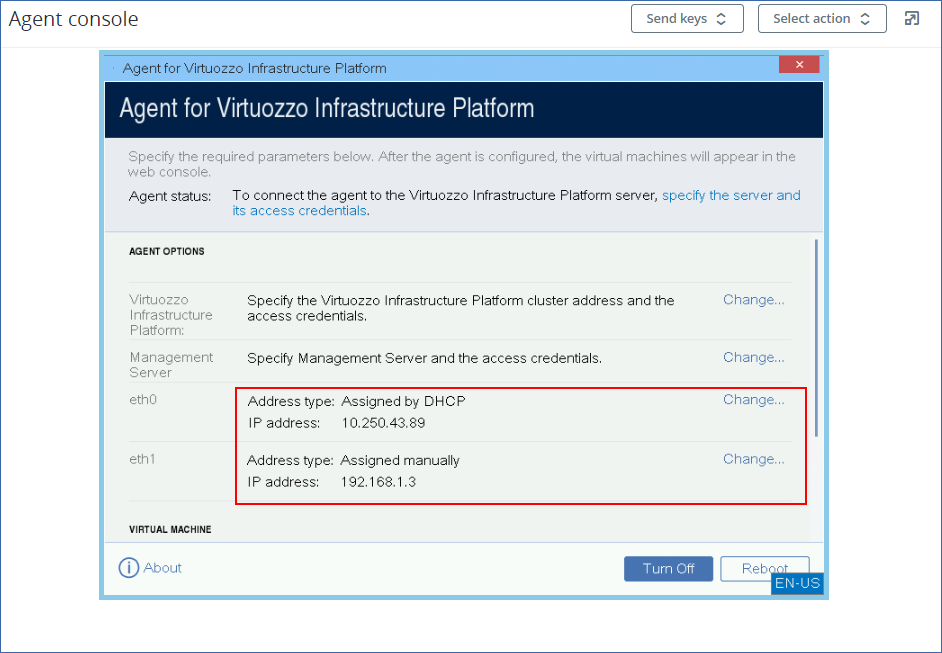 VIP - App console - network interfaces